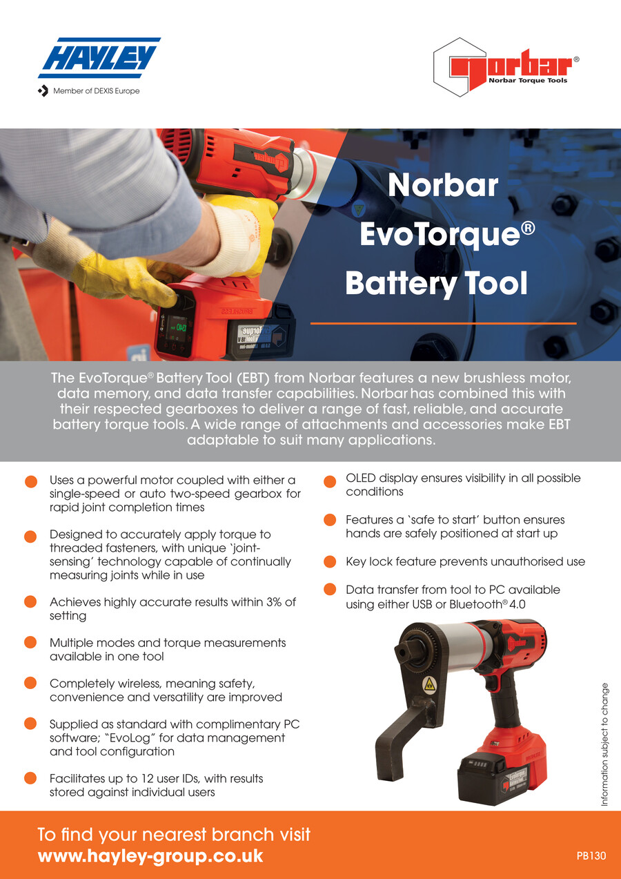 PB130 Norbar EvoTorque Battery Tool (EBT) by HAYLEY DEXIS - Flipsnack