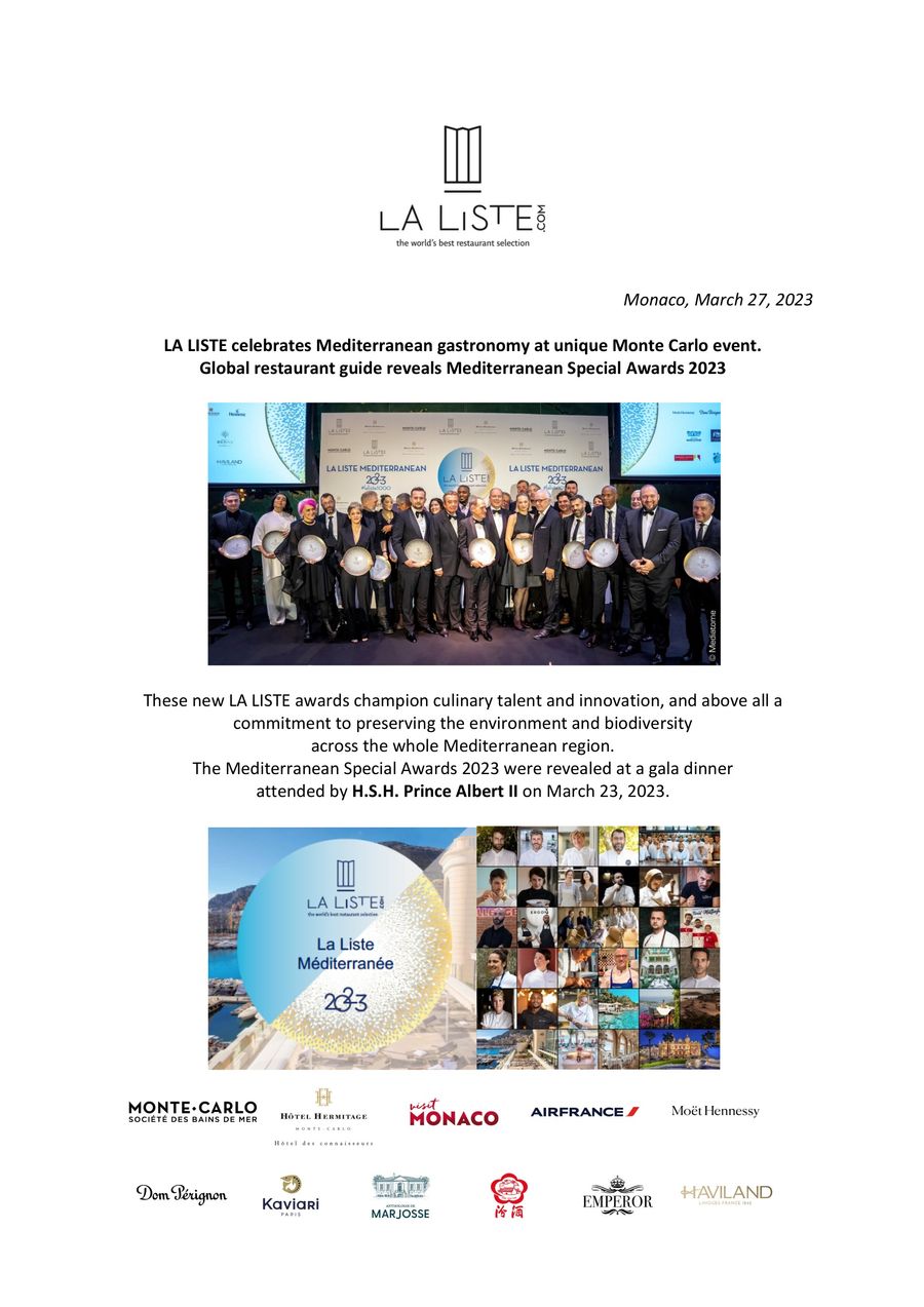 Press Release La Liste Mediteranean Special Awards English F By Charles