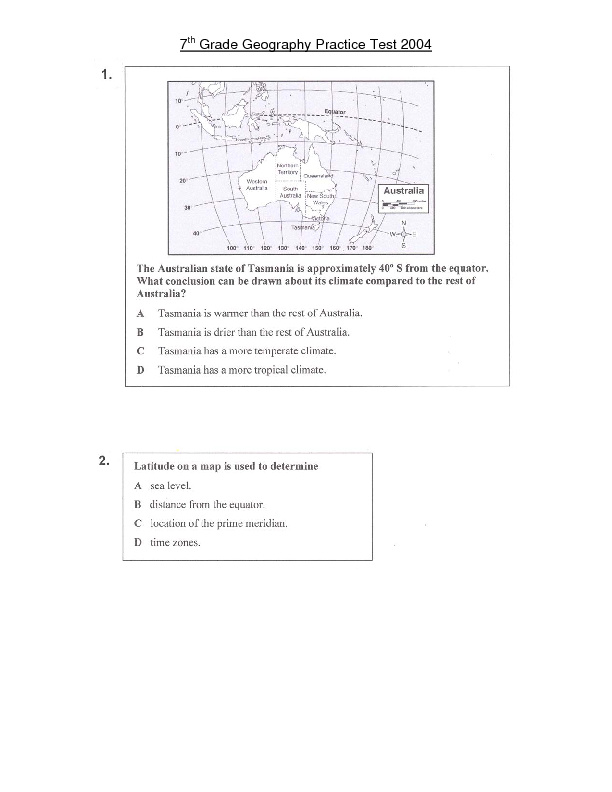 7th Grade Geography Pretest by Jennifer Golden - Flipsnack