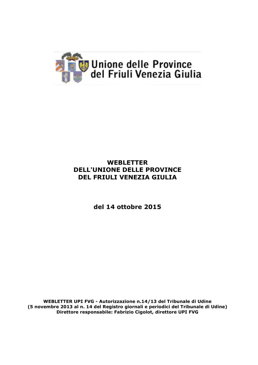 Webletter UPI FVG del 14/10/2015 by UPIFVG - Flipsnack