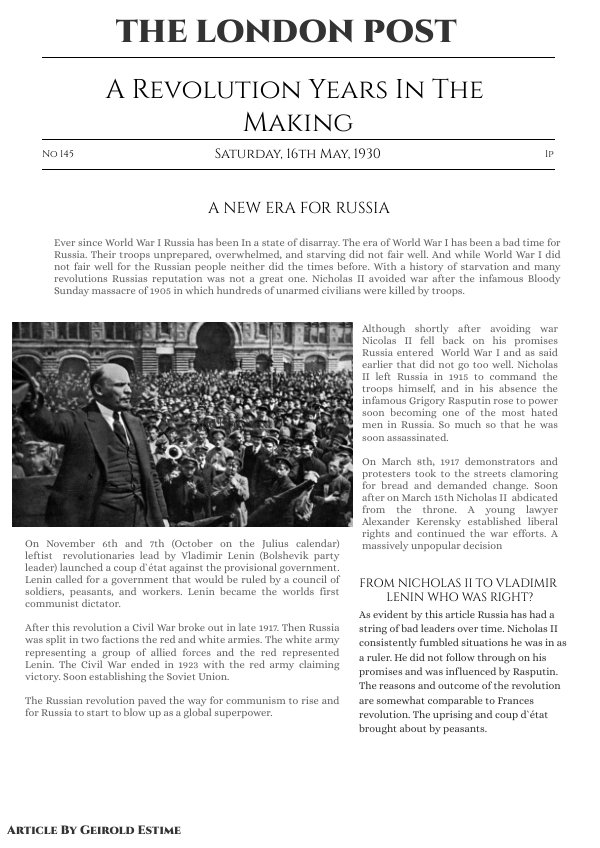 Russian Revolution newspaper by Geirold Estime - Flipsnack