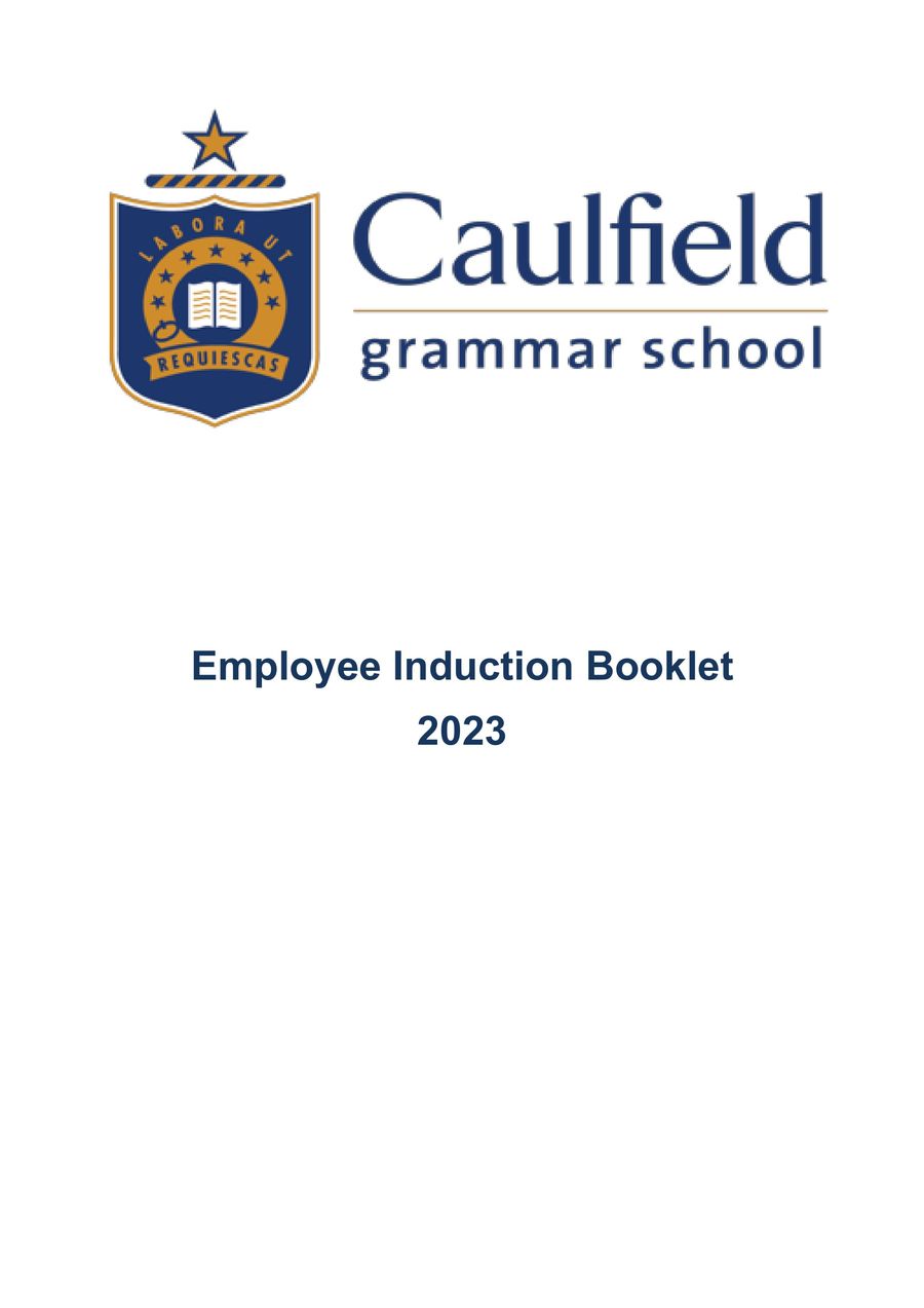 Employee Induction Booklet 2023 by Caulfield... - Flipsnack