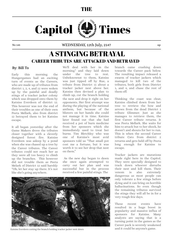 The Hunger Games newspaper by BT... - Flipsnack