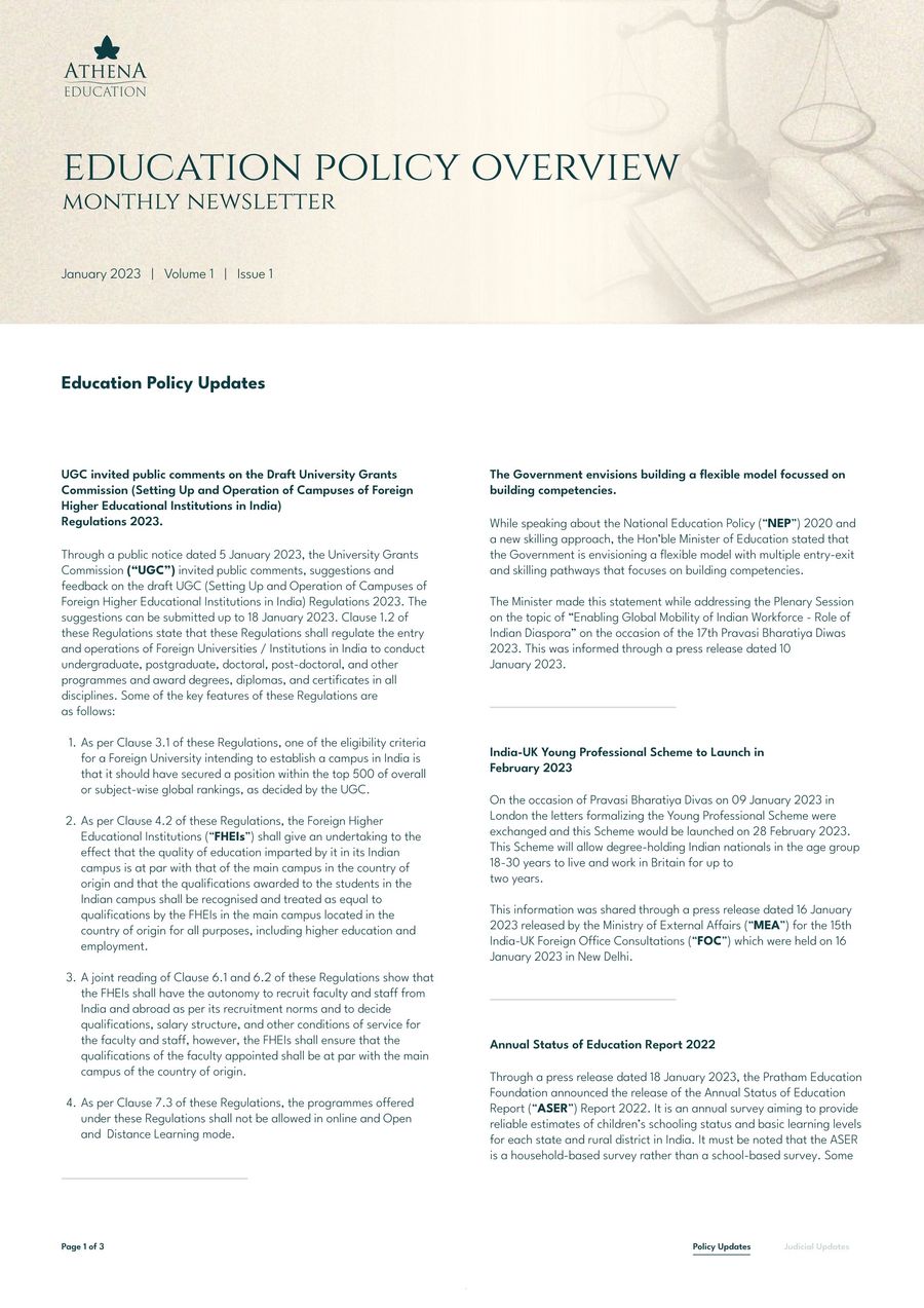 Legal & Policy Newsletter - January 2023 - V1 by Athena Education ...