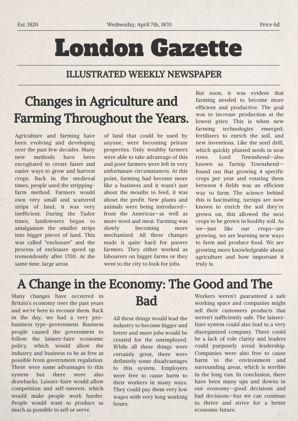 Newspaper for the Industrial Revolution by Maanvi Angrula - Flipsnack