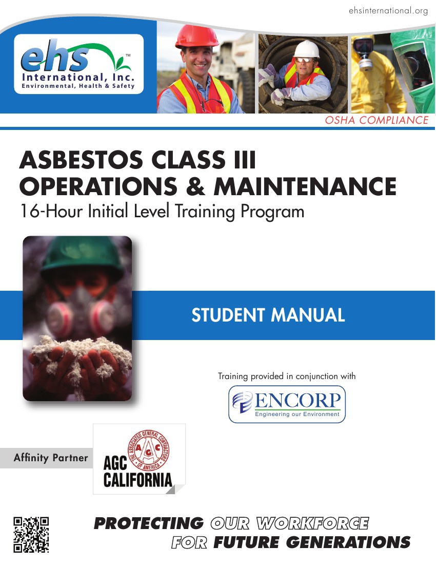 Asbestos Class III Operations and Maintenance Student Manual by ...