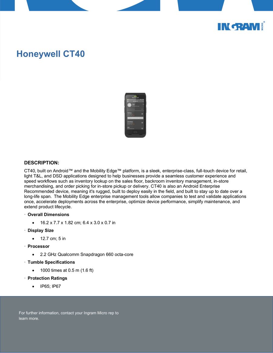 Honeywell CT40 by Ingram Micro...