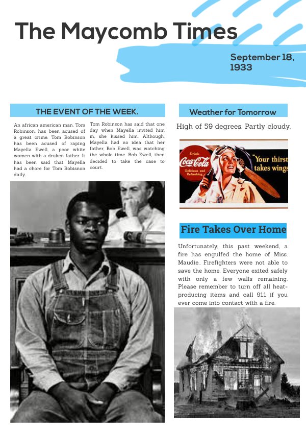 To Kill A Mockingbird Newspaper by Ciara K Velasquez - Flipsnack