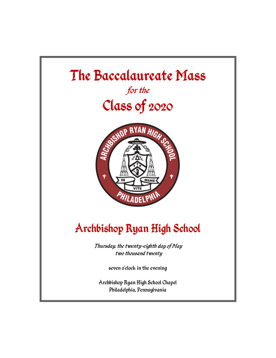 Class of 2020 Baccalaureate Mass Booklet by Joseph McFadden - Flipsnack