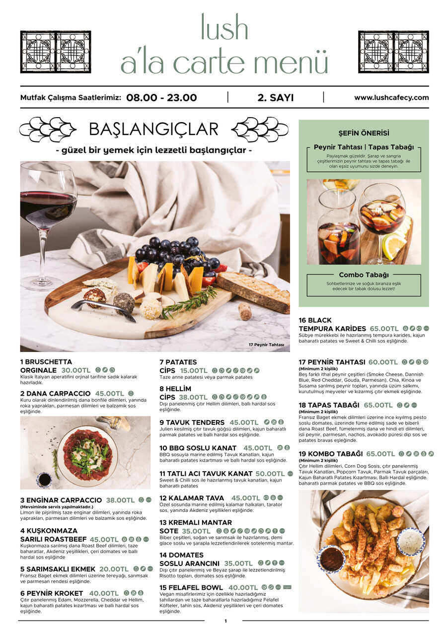 Lush a'la carte digital menu by Vivid Ideas - Flipsnack