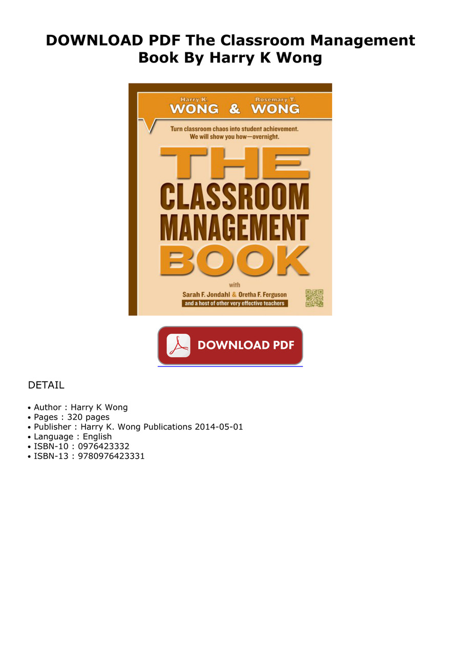 DOWNLOAD PDF The Classroom Management Book By Harry K Wong by hibojokir ...