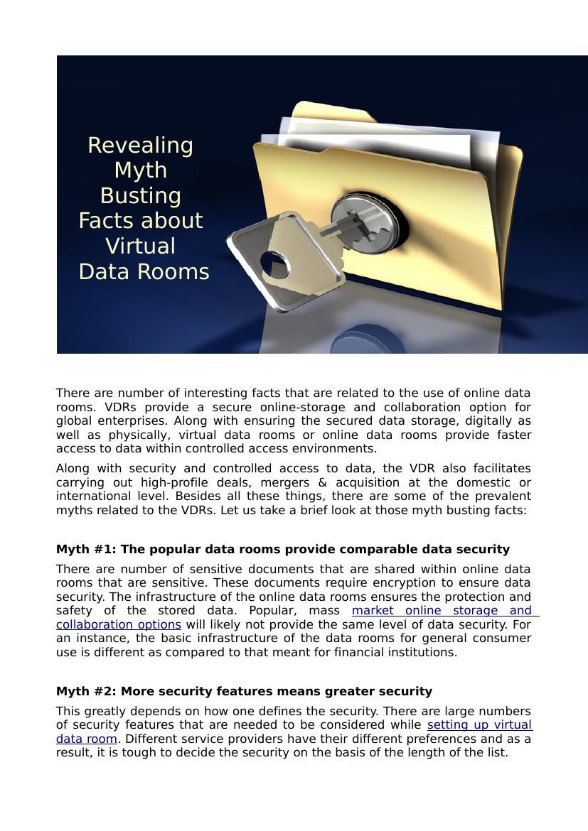Revealing Myth Busting Facts about Virtual Data Rooms by Brook Worsham ...