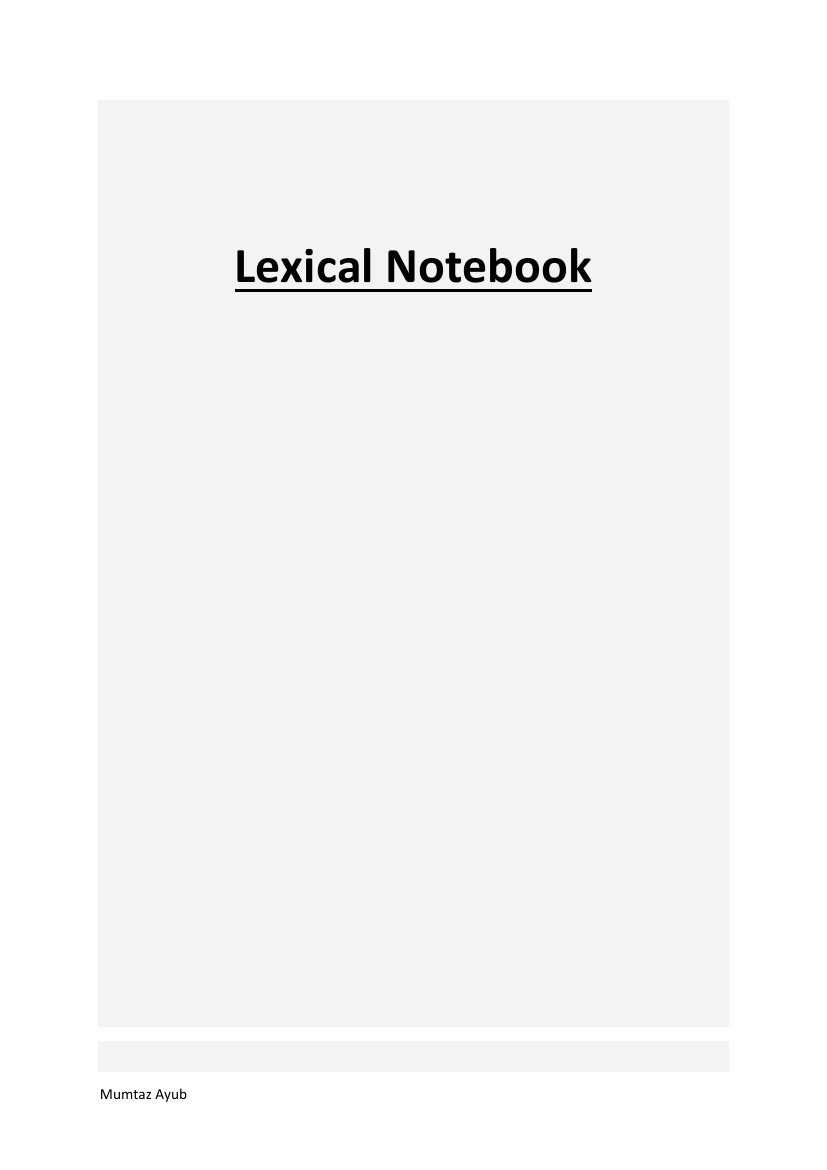 Lexical Notebook by Mumtaz - Flipsnack
