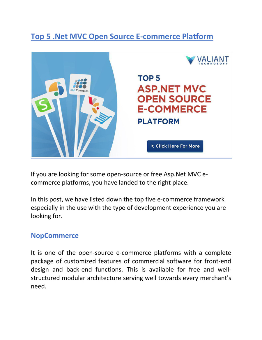 Top 5 .Net MVC Open Source E-commerce Platform-converted by Valiant Technosoft - Flipsnack