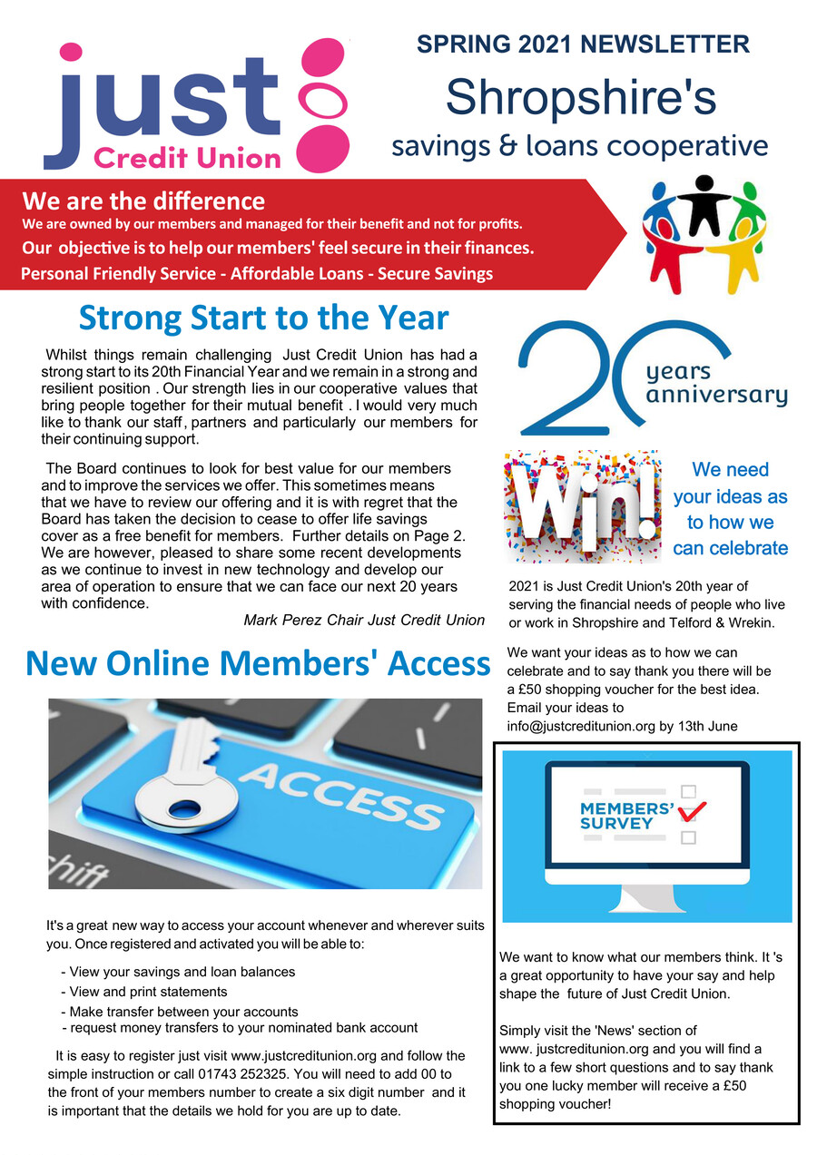 Just Credit Union Members Newsletter Spring 2021 by Steve Barras ...