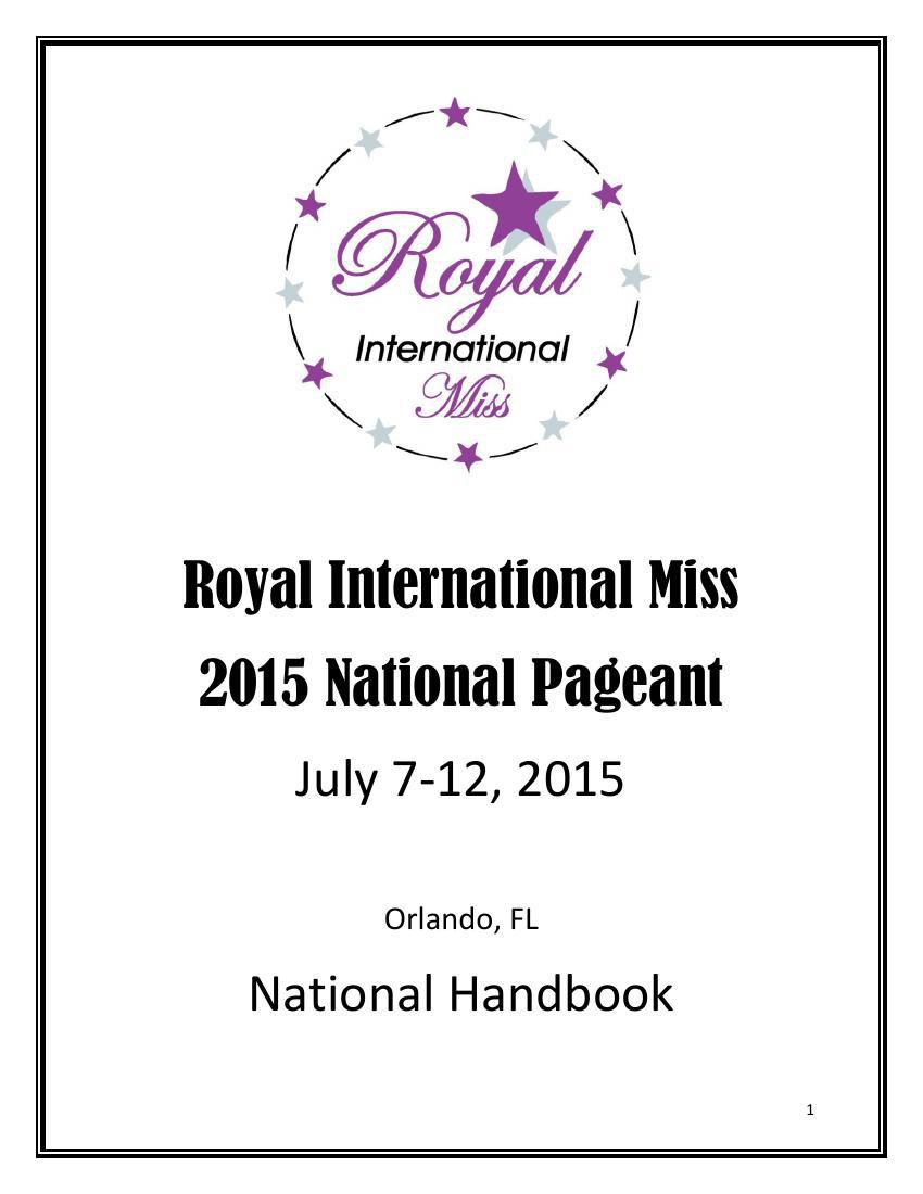 Royal International Miss 2015 National Handbook by Sharon Nordquist ...