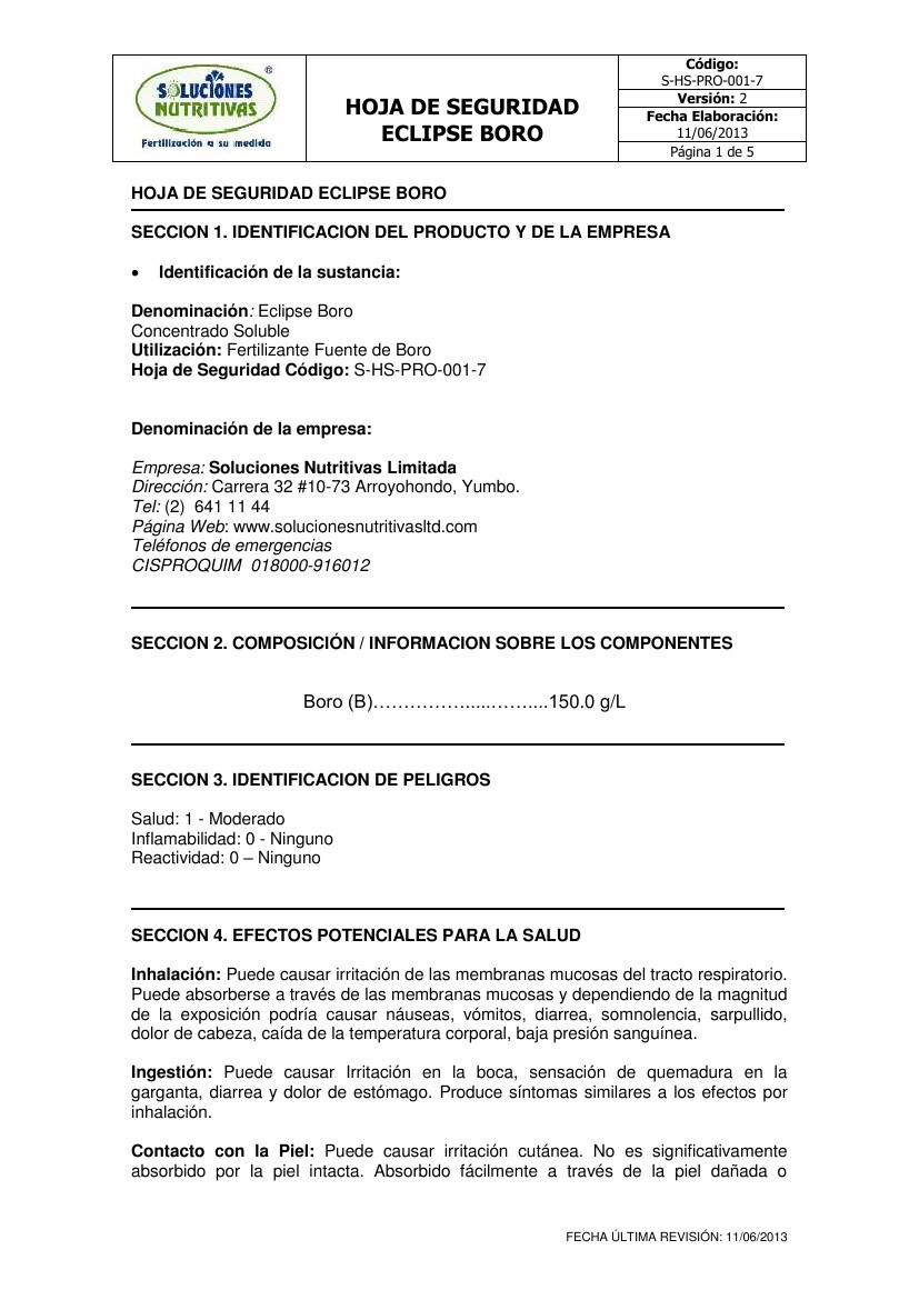 ECLIPSE BORO - Hoja de Seguridad by Soluciones... - Flipsnack