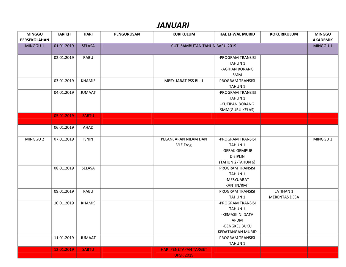 TAKWIM 2019 by seteja2019 - Flipsnack