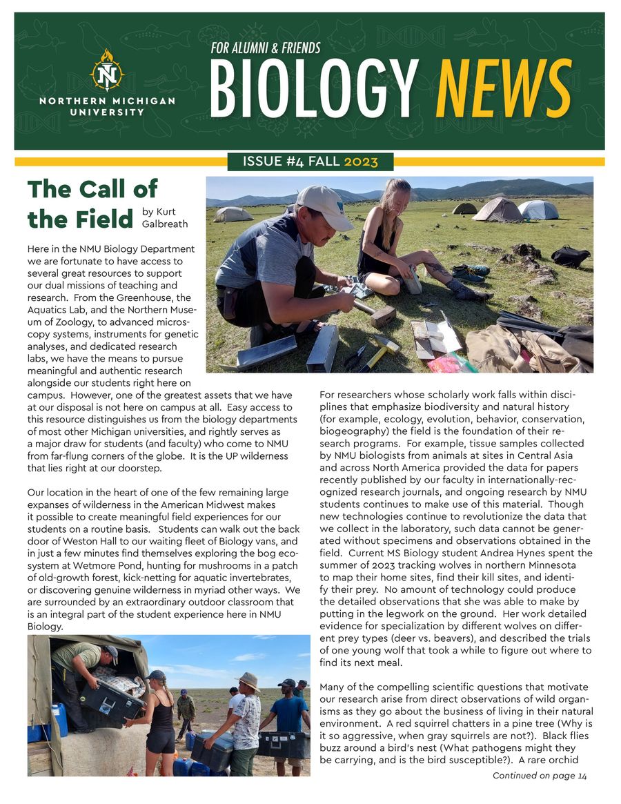 Fall 2023 NMU Biology Newsletter by Northern... - Flipsnack