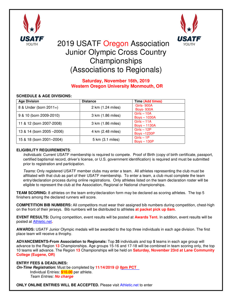 2019 USATF Oregon Association Junior Olympic Cross Country C by sarah ...
