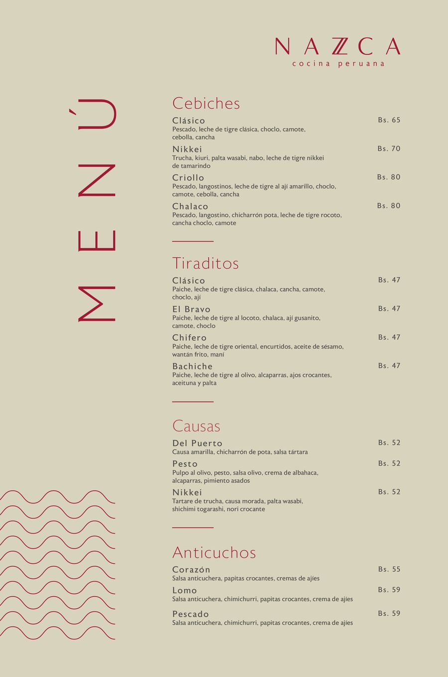 Menú NAZCA 20/10 by lostajiboshotel - Flipsnack