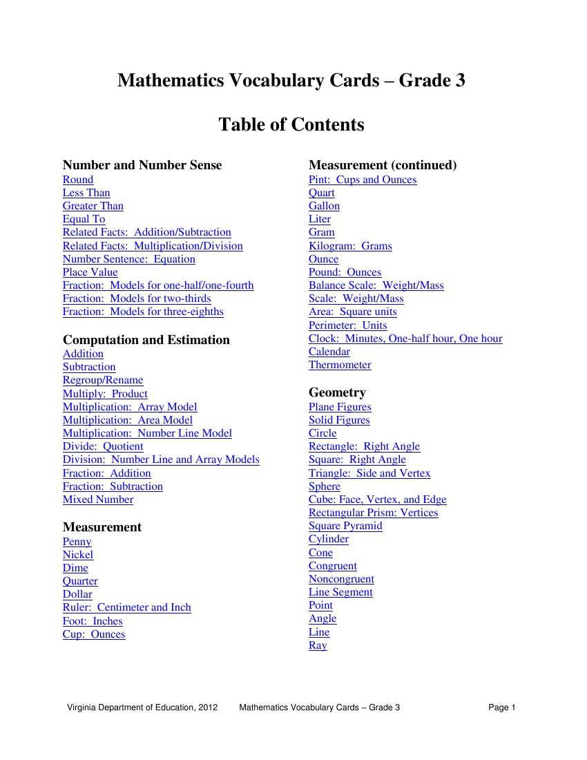 Math Vocabulary Words 3rd grade by Patricia Johnson - Flipsnack