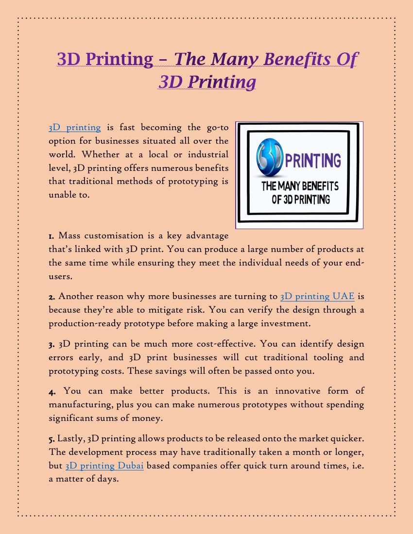 3D Printing – The Many Benefits Of 3D Printing by Salome Rings - Flipsnack