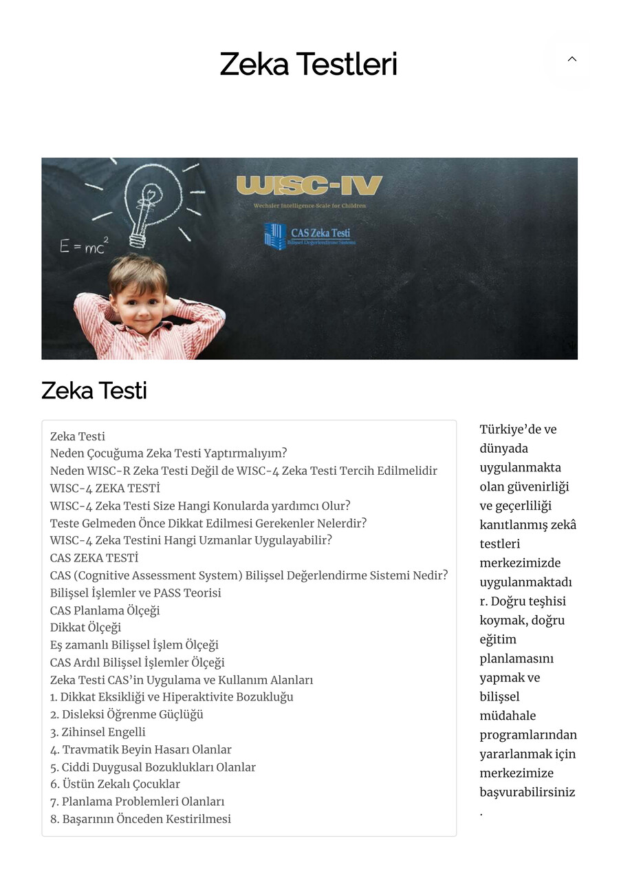 Zeka-Testi-WISC-4 IV Zeka Testi - CAS... - Flipsnack