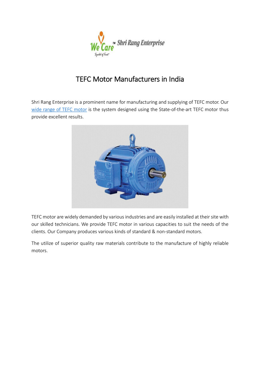 TEFC Motor Manufacturers in India by Sandip Patel - Flipsnack