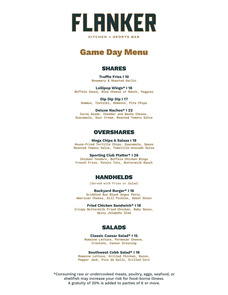 Flanker AZ Game Day Menu by CRH - Flipsnack