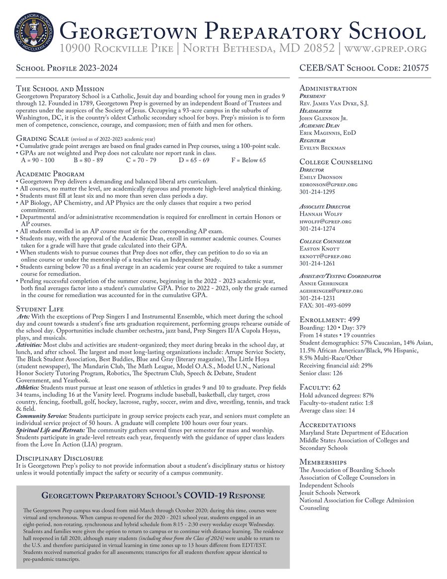 Georgetown Prep College Profile 2023-2024 by... - Flipsnack