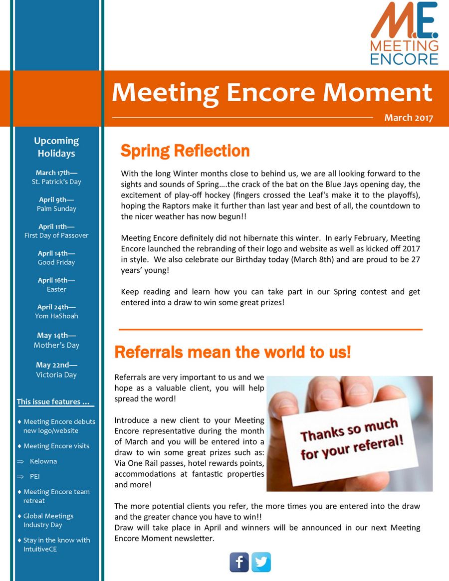 March 2017 - Newsletter Final by Meeting Encore Ltd - Flipsnack