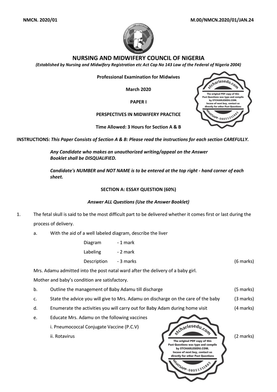 Midwifery Council of Nigeria Past Questions Paper by charles - Flipsnack