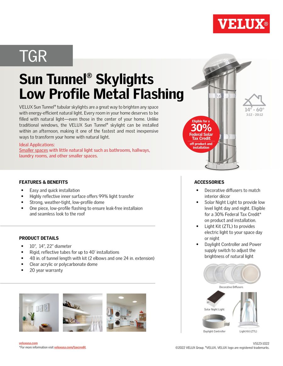 TGR Sun Tunnel Sales Sheet by VELUX Skylights