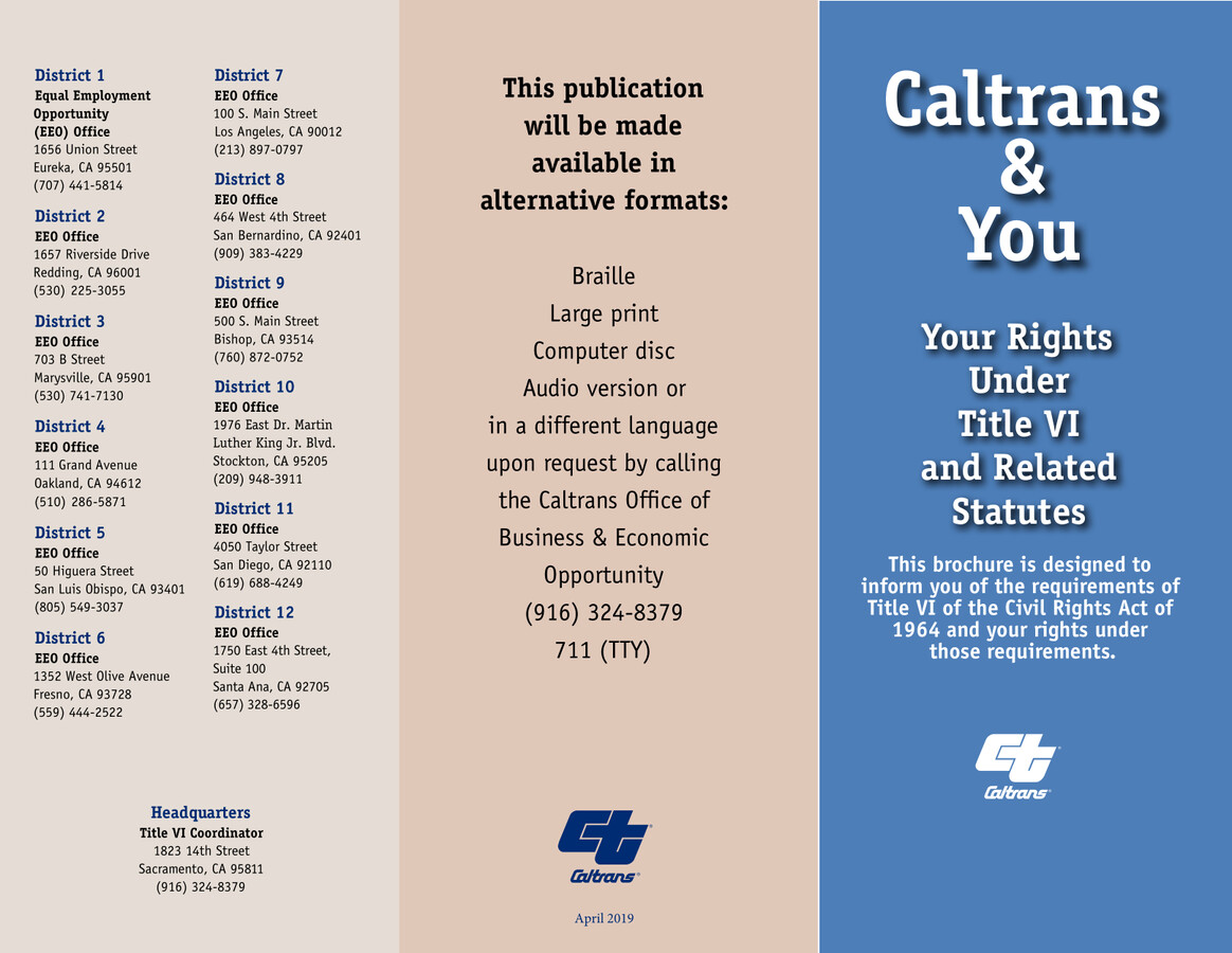 Caltrans Title VI Brochure by Arellano Associates - Flipsnack