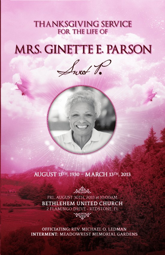 Pink Thanksgiving Funeral Program by Michael Taylor - Flipsnack