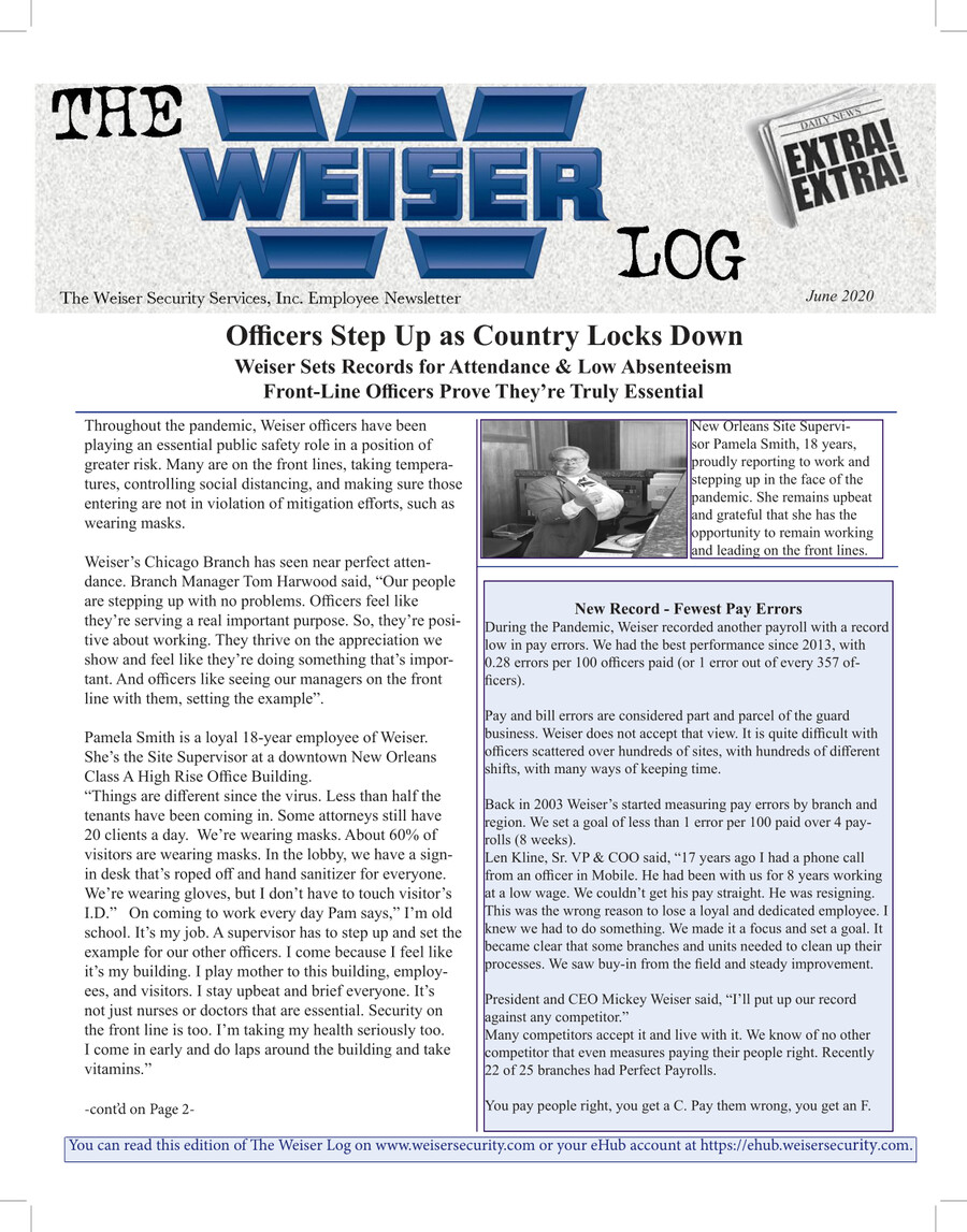 Weiser Log Template June 2020 by weisersecurity - Flipsnack