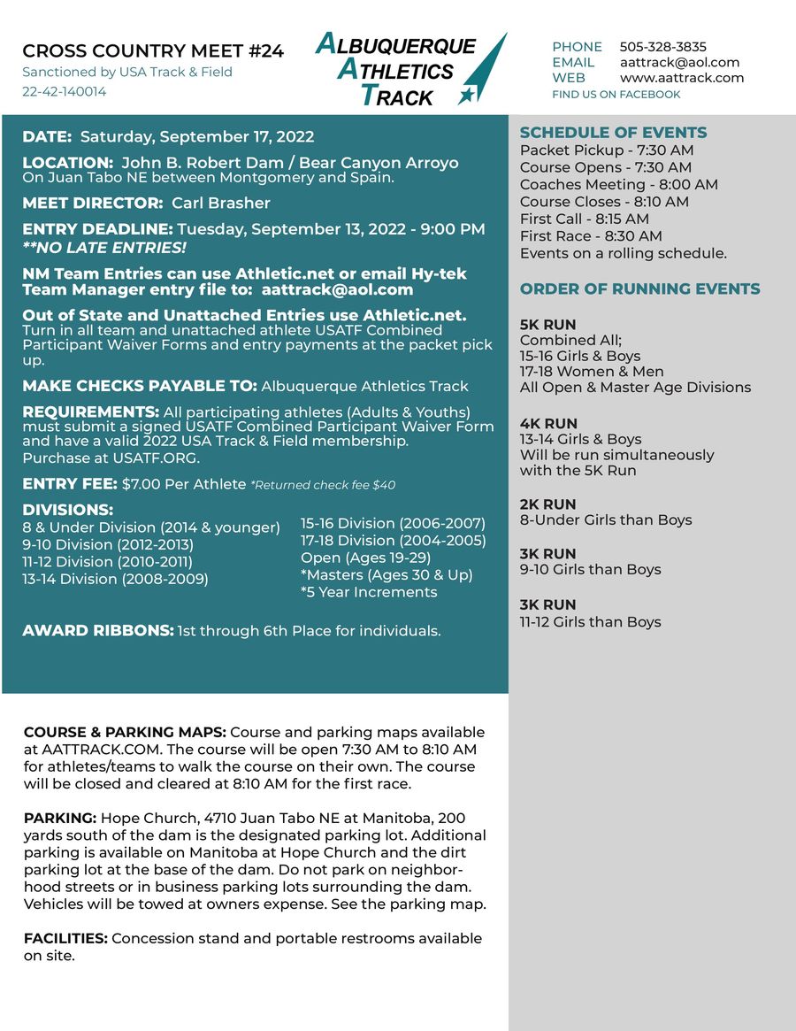 AAT_2022_XC Meet24 091722 Flyer Waiver Course Parking Maps by sarah ...