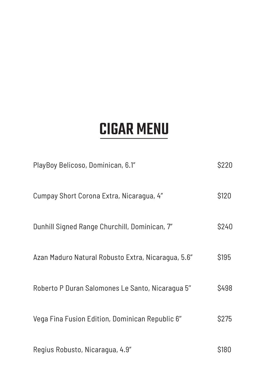 Cigar Menu by Sheraton & Four ... - Flipsnack