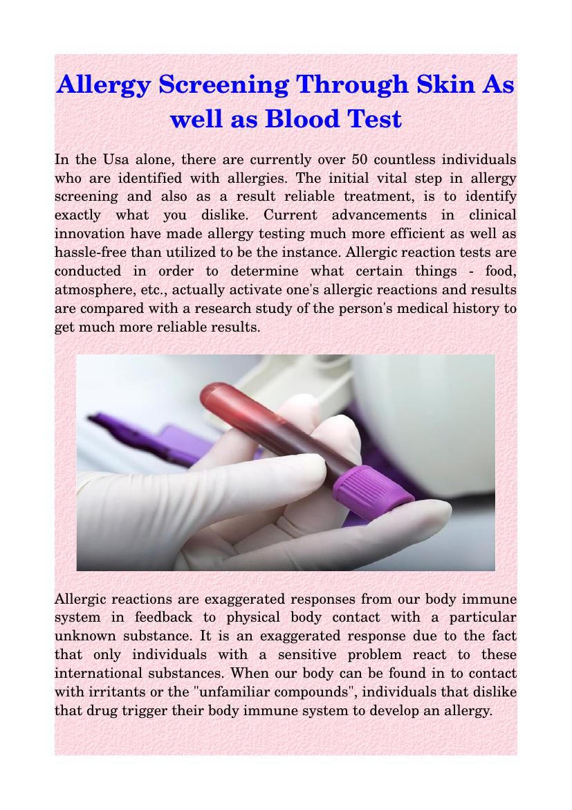 Allergy Screening Through Skin As well as Blood Test by FAB7FFD569B ...