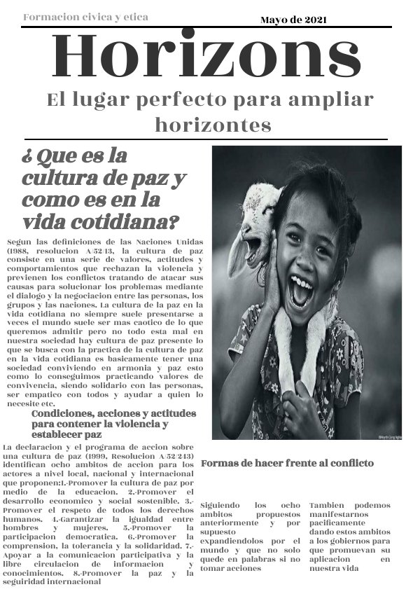 Horizons newspaper Formacion civica y etica by Diego Serrano - Flipsnack