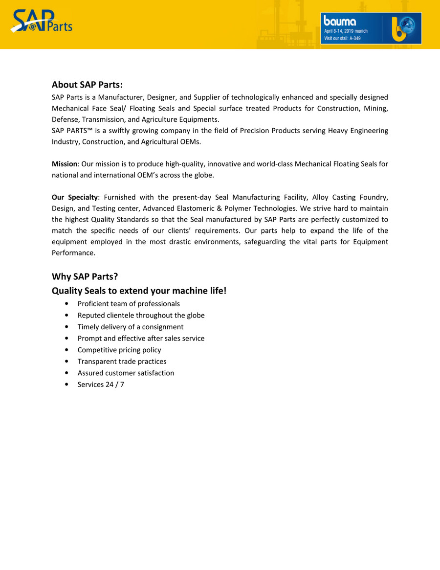 Mechanical Face Seals SAP Parts by Sap Parts - Flipsnack