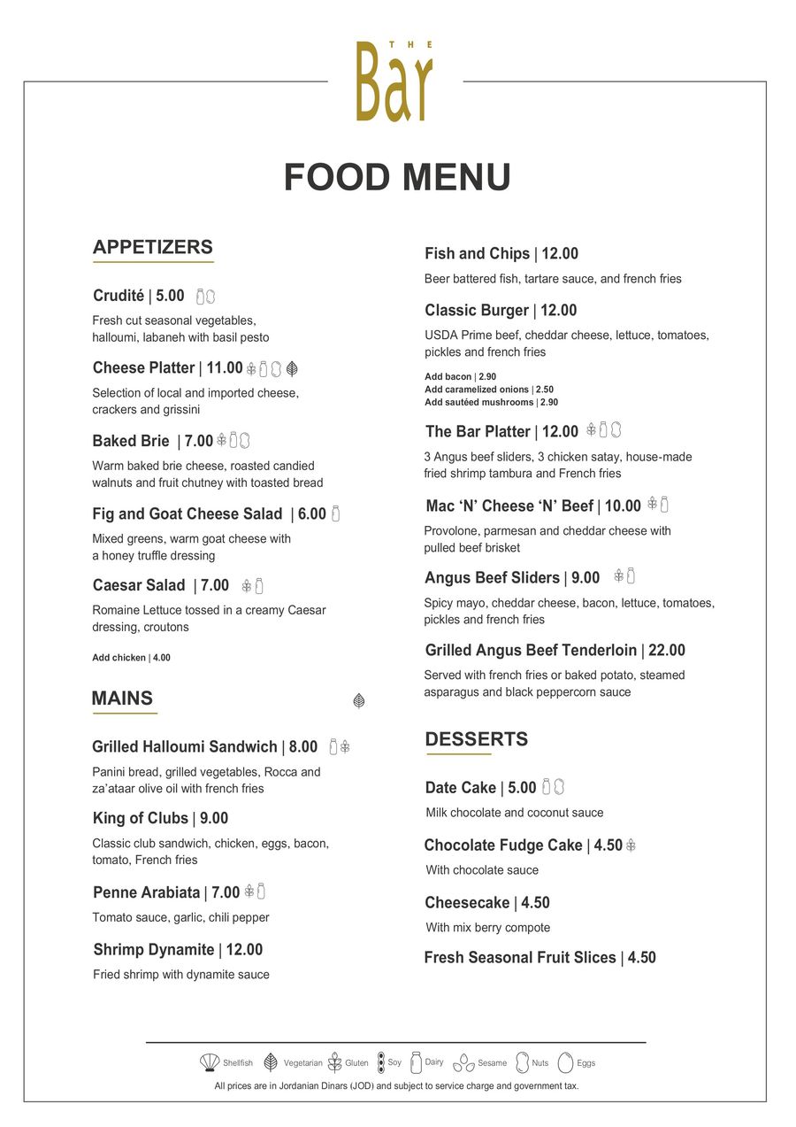 Sheraton Amman The Bar Menu by Cluster... - Flipsnack
