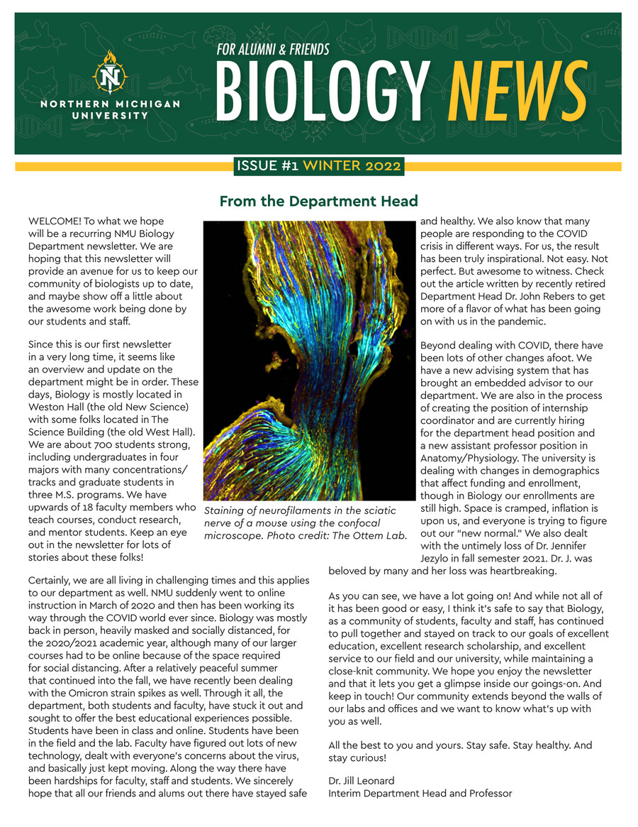NMU Biology Newsletter Winter 2022 by Northern... - Flipsnack