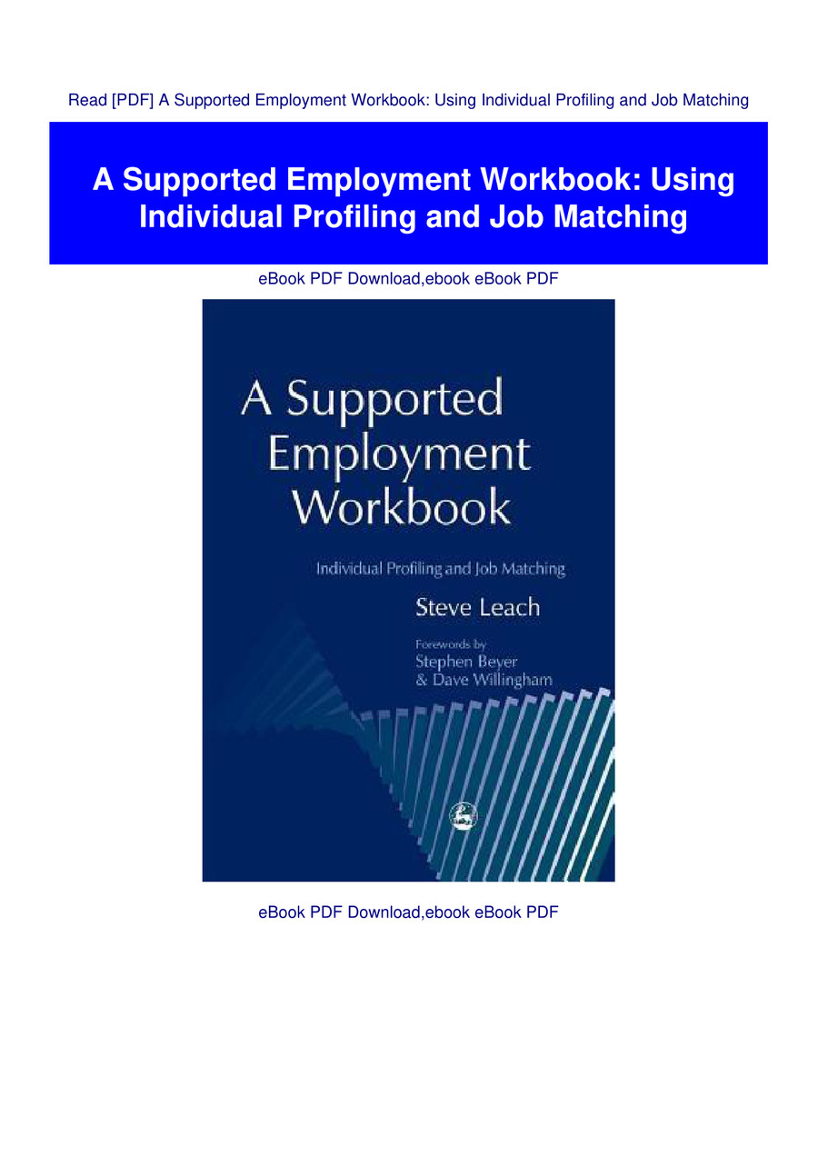 Read [PDF] A Supported Employment Workbook: Using Individual Pro by ...