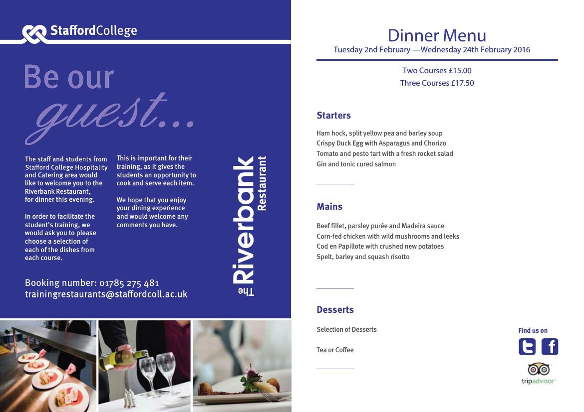 February Dinner Menu by Stafford college - Flipsnack