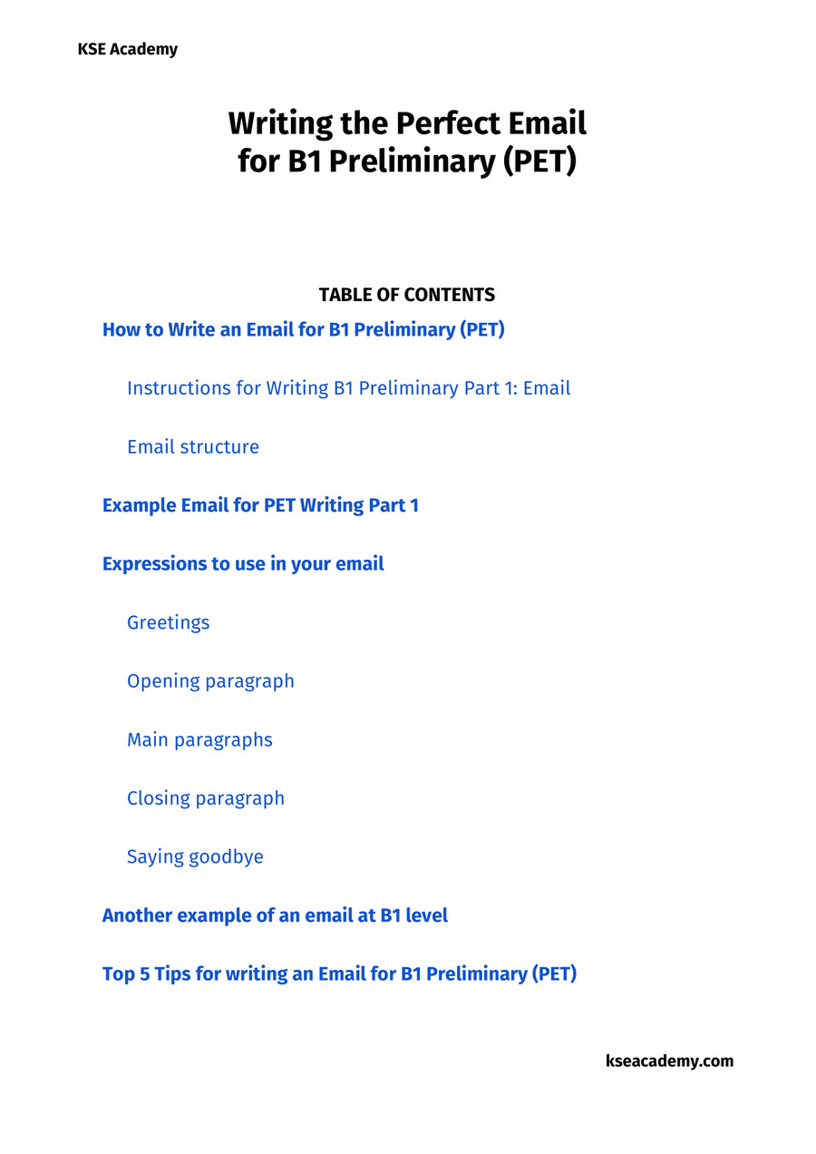 Writing the Perfect Email for B1 Preliminary (PET) by DIANA MARITA ...