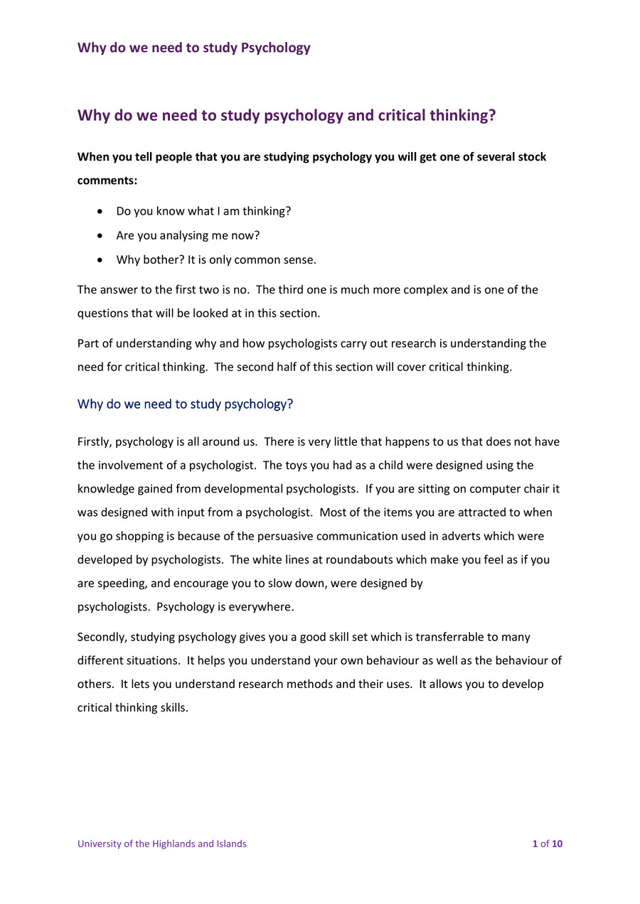 Why do we need to study psychology 2020 by Emma - Flipsnack