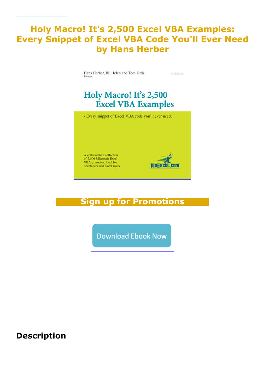 Holy Macro! It's 2,500 Excel VBA Examples: Every Snippet of Exce by brig marvin - Flipsnack