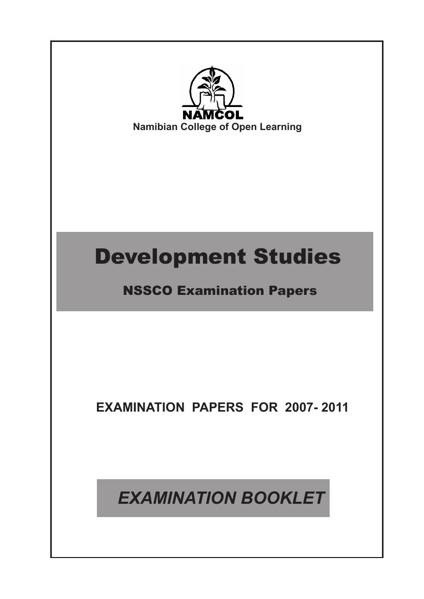 NSSCO DEVELOPMENT STUDIES EXAMINATION PAPERS 2007-2011 by Jason Raymond ...